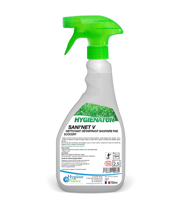 Nettoyant détartrant sanitaire- SANI'NET V - ECOCERT - 750ml - Produits ...